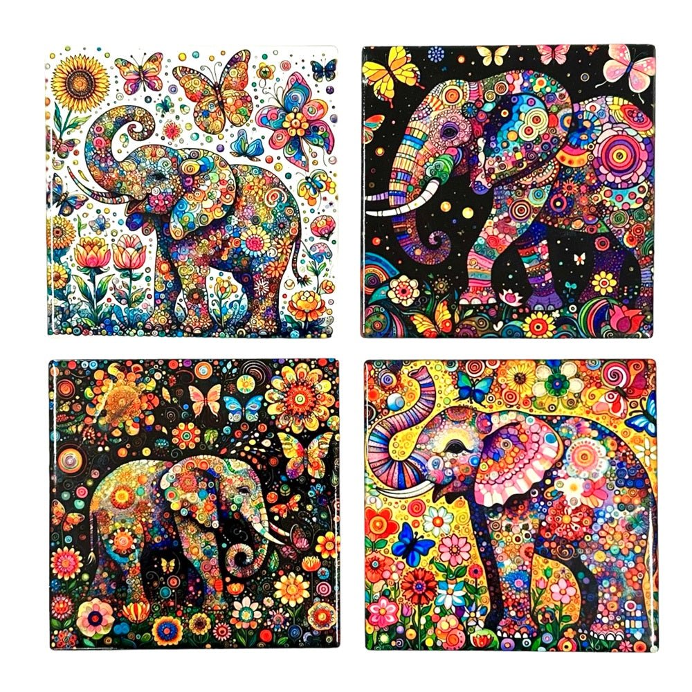 Ceramic Coaster Elephant (Set of 4) – MarshallsHealthShop