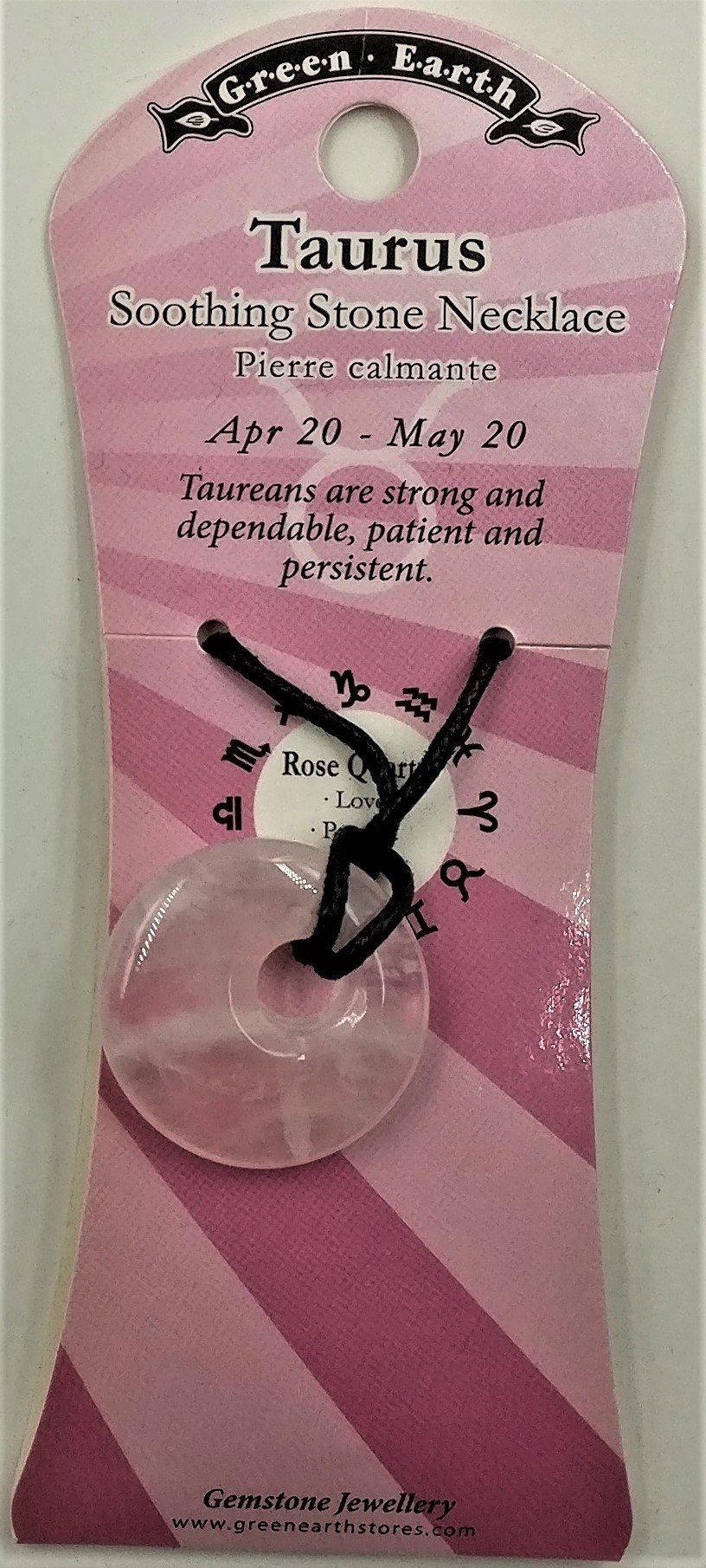 Zodiac Donut Pendant Taurus Rose Quartz - MarshallsHealthShop